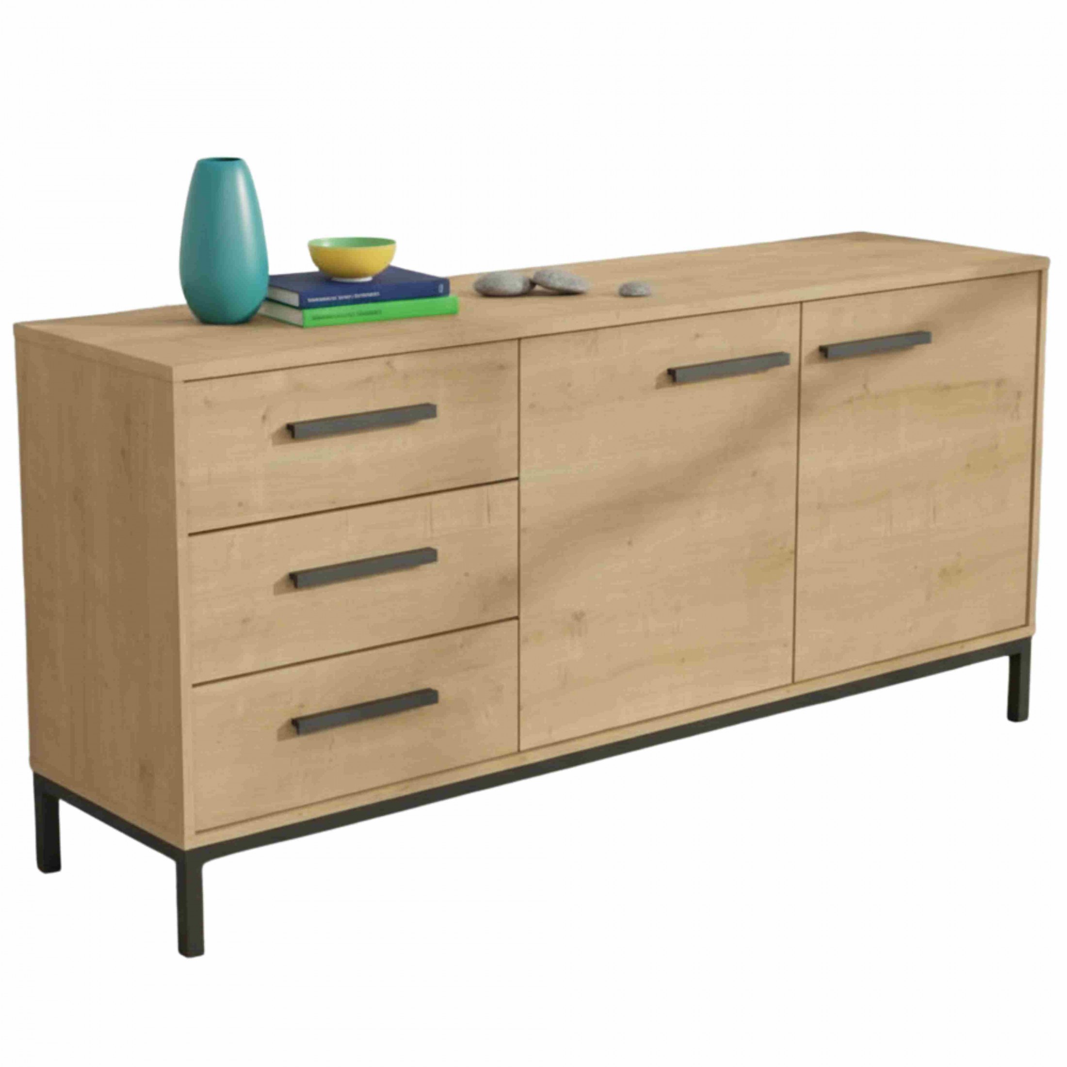 Aparador 2 Puertas Craft Roble y Negro - Miroytengo.es